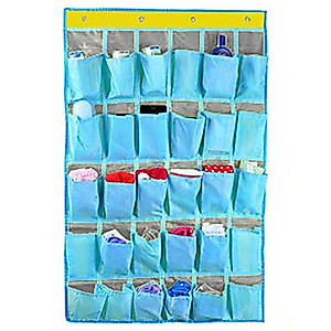 30 Pockets Durable Oxford Fabric Dorm Room Over Wall Door Closet System Organizer Shoes Hanging Storage Bag Cellphone Books Garage Shelf Rack Holder,4 Metal Hooks