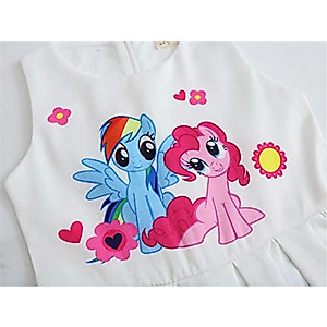 TOHD Toddler Girls Baby Princess Dress Sleeveless Little Pony Print Show Dresses (5-6 Years, White)