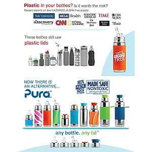 Pura Kiki Bottle Short Silicone Sleeves - Plastic-Free, Medical Grade, NonToxic, MadeSafe Certified | Adds Grip, Non-Slip, Removable | Provides Insulation for Hot & Cold Liquids | Pink