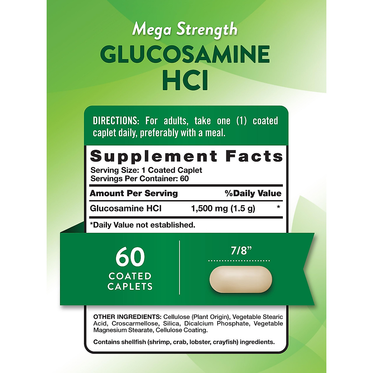 Nature's Truth Glucosamine HCI 1500mg | 60 Caplets | Mega Strength Supplement | Non-GMO & Gluten Free Supplement