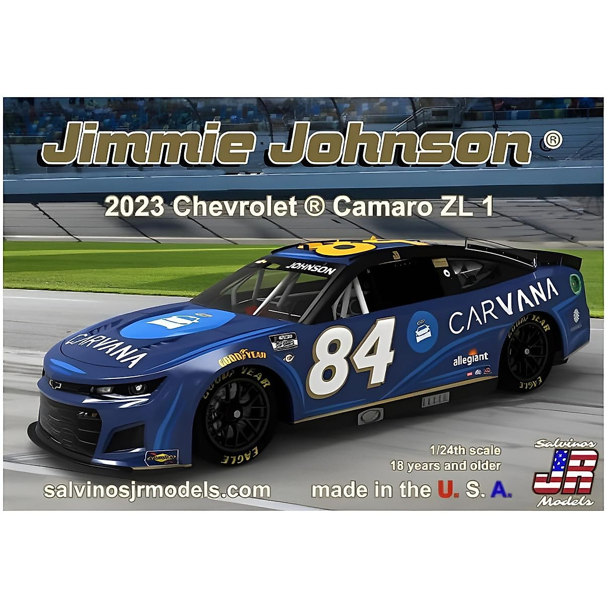 Salvinos JR Jimmie Johnson 2023 Carvana Plastic Adult Model Car Kit 1:24 Scale