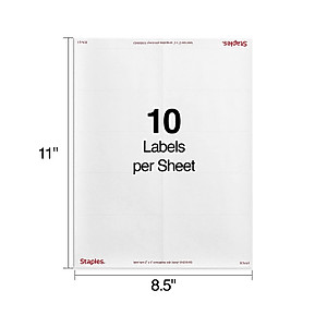 Staples 479877 Laser/Inkjet Shipping Labels 2-Inch x 4-Inch White 10 Labels/Sheet