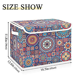 xigua Purple Mandala Native Storage Bins with Lids Foldable Large Cube Storage Boxes with Handles for Home Bedroom Closet Office (16.5x12.6x11.8 in)
