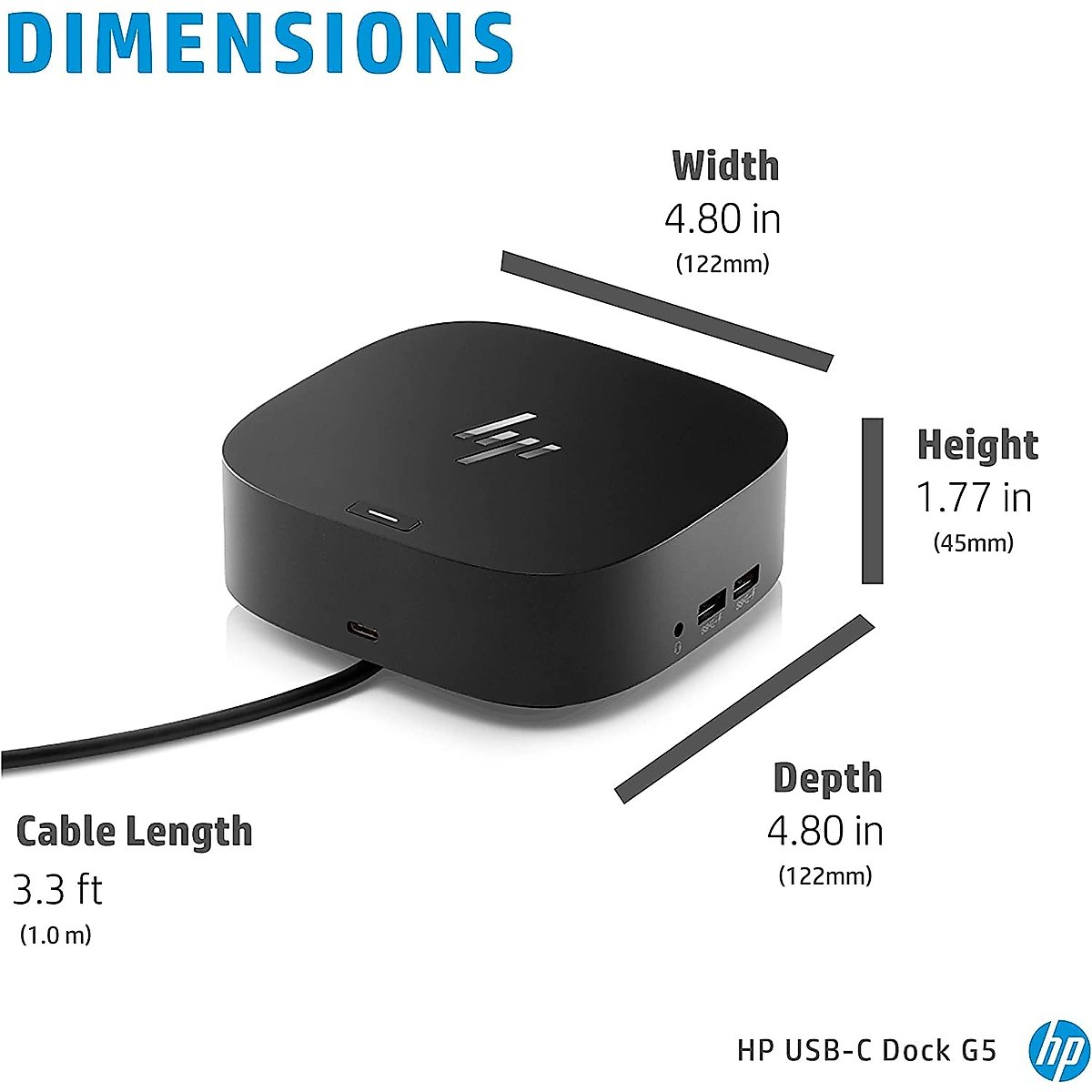 HP USB-C Essential Dock G5 Bundle with Docztorm USB Hub (8 in 1 Adapter for USB-C and Thunderbolt-Enabled Laptops, Notebooks and PCs - Single Cable for Charging, Networking, or Data Transfers)
