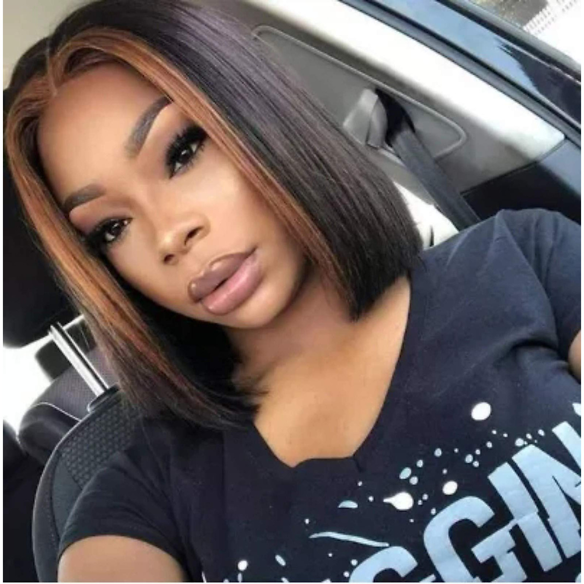 Akabsh 9A Grade Brazilian Straight Bob Wig with Highlight tl27 13×4 Short Human Hair Lace Front Wigs 150% Density Human Hair Lace Closure Wigs Front Short Human Hair Wigs