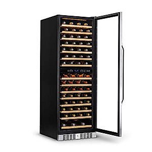 NewAir 24" Wine Cooler Refrigerator, Large 160 Bottle Built-in or Freestanding Dual Zone Wine Cellar in Stainless Steel with Precision Thermostat, and Full Extension Beechwood Shelves