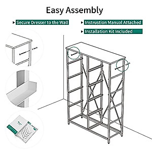 YITAHOME Storage Tower Unit with 8 Drawers - Fabric Dresser with Large Capacity, Organizer Unit for Bedroom, Living Room & Closets - Sturdy Steel Frame, Wooden Top & Easy Pull Fabric Bins (Light Gray)