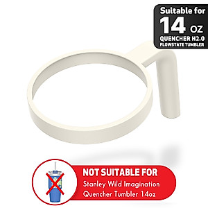 Tumbler Handle for Stanley 14oz Quencher H2.0 Flowstate Tumbler, Pack of 2 Tumbler Handles,Anti Slip, Car Cup Holder Friendly, Improved Grip, Reduced Spills (Cream, 14 oz)