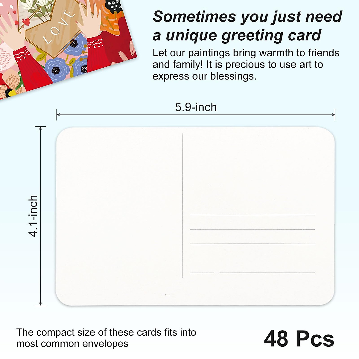 PATIKIL 24 Sheets Watercolor Postcards, 4x6 Blank Watercolor Paper Post Cards 140lb/300gsm Journal 100% Cotton Paper Bulk for Mailing Paint DIY Art Invitations Greeting, Medium and Smooth