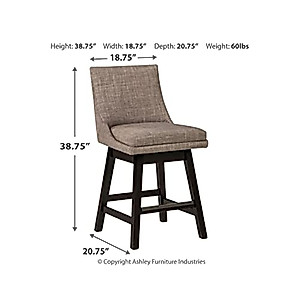 Signature Design by Ashley Tallenger 25" Upholstered Swivel Counter Height Barstool, 2 Count, Light Gray