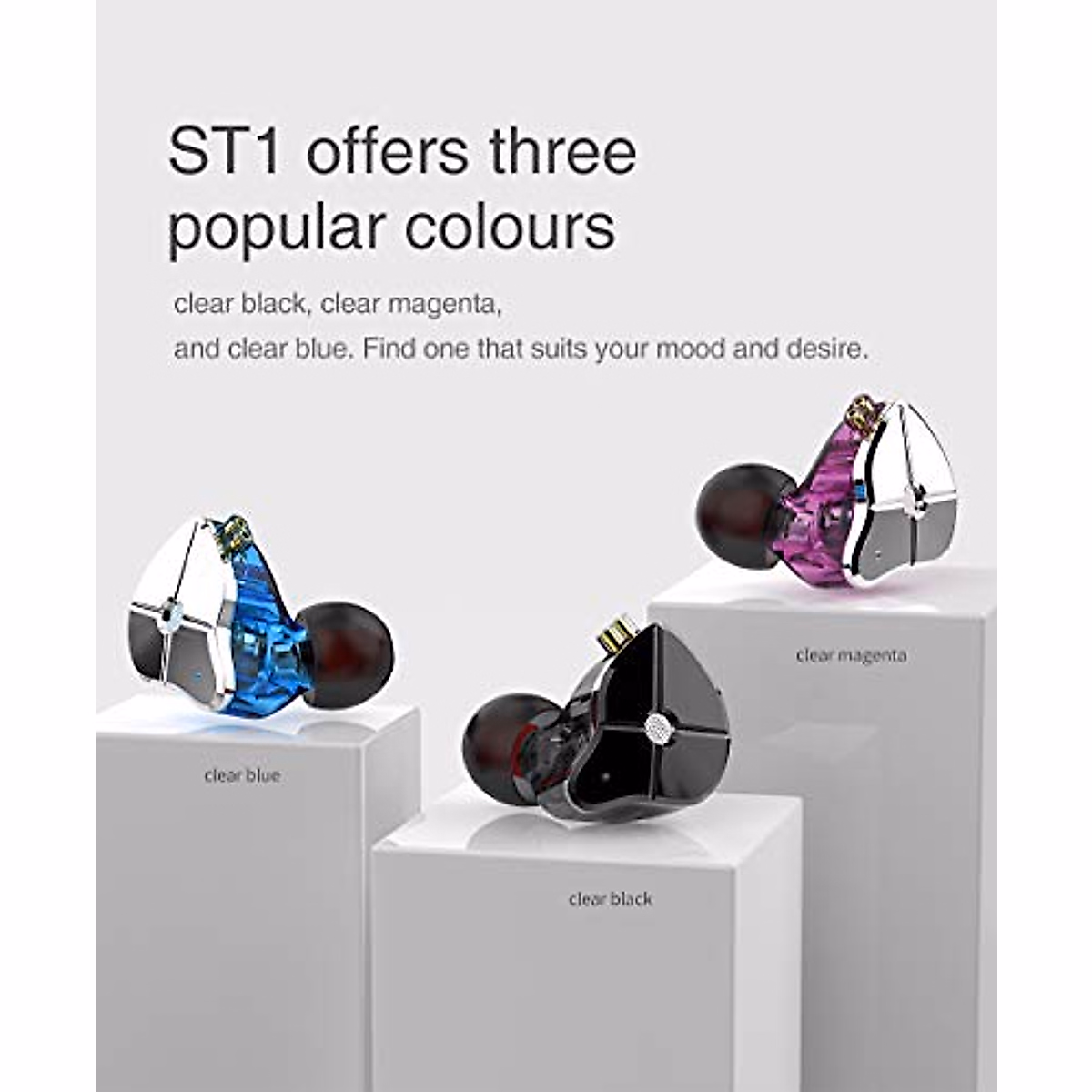 Senlee TRN ST1 1BA+1DD in Ear Buds Earphones Hybrid Driver Headphones IEM Sport Headsets with Detachable 2 Pin Cable for Audiophile Musician(No Mic, Purple)