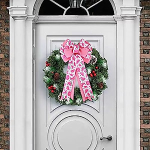 Meseey Large Watermelon Burlap Bow 20 x 10 Inch Red Pink and Green Summer Wreath Bows for Watermelon Themed Party, Birthday, Wedding, Party Decorations Supplies (Pink and Green)