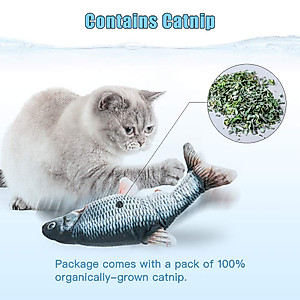 TOOGE 2 Pack 11" Floppy Fish Cat Toys with SilverVine and Catnip for Indoor Cats for Small Dogs Interactive Automatic Flopping Kicker Toys for Cats Puppy (Redblackcarp)