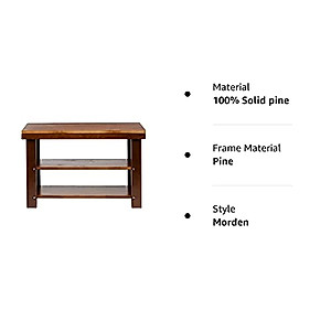 Amazon Basics Solid Pine Wood Entryway Shoe Rack Bench - Espresso