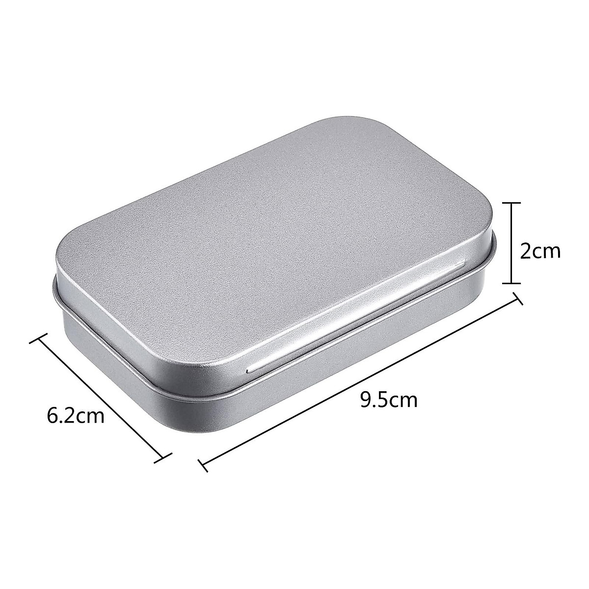 3 Pack 3.75 by 2.45 by 0.8 Inch Silver Metal Rectangular Empty Hinged Tins Box Containers with Lids Mini Portable Box Small Storage Kit, Home Organizer
