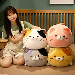 Ratoher 23.6in Cat Plush Toy, Cute Cat Stuffed Animal, Kawaii Cat Plushie Doll Valentine Plush, Soft Loving Cat Plush Valentines Day Stuffed Animals Gift for Kids Lover