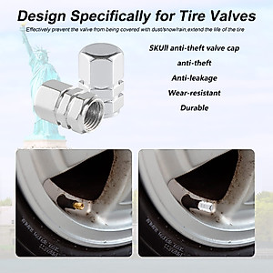 alpmosn Aluminum Tire Stem Valve Caps Wheel Valve Covers Car Dustproof Tire Cap Cover Accessories, Universal for SUV, Car, Bike and Motorcycle，Hexagon Shape (4PCS Silvery)