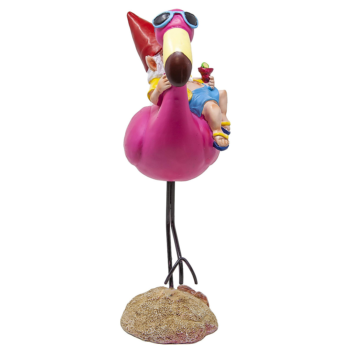Funny Guy Mugs Garden Gnome Statue - Gnome and A Flamingo - Indoor/Outdoor Garden Gnome Sculpture for Patio, Yard or Lawn