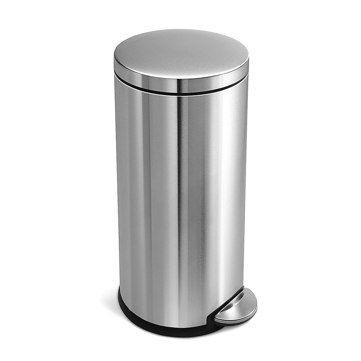 simplehuman 30 Liter / 8 Gallon Round Step Trash Can, Brushed Stainless Steel,15.1 x 12.4 x 25.6 inches