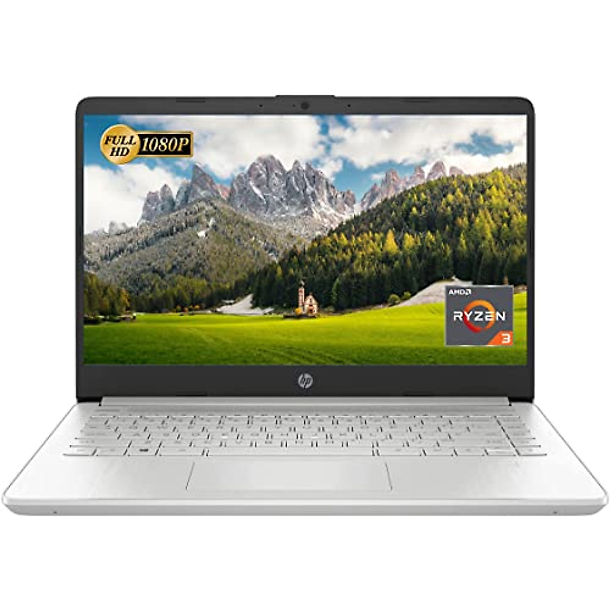 HP 14'' Full HD Screen Laptop, AMD Ryzen 3 3250U Processor, 8GB DDR4 RAM, 128GB SSD, USB Type-C, Wi-Fi, HD Webcam, HDMI, Windows 11 Home, Silver