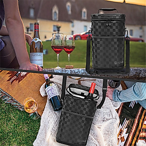 OPUX 2 Bottle Wine Carrier Tote, Insulated Leakproof Wine Cooler Bag, Wine Travel Bag Tote for Picnic BYOB Beach, Portable Wine Bottle Carrying Case, Gift for Wine Lover Women Men Christmas