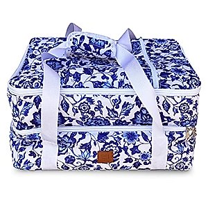 Whites Grove Casserole Carrier, Large Insulated Casserole carrier for hot or cold food, Insulated casserole carrier 9''x13''Lasagna Lugger Tote for Potluck, blue casserole carrier