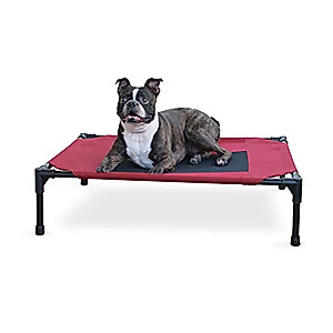 K&H PET PRODUCTS Elevated Cooling Outdoor Dog Bed Portable Raised Dog Cot Red/Black Medium 25 X 32 X 7 Inches