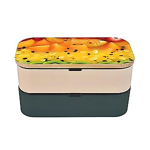 Fresh Fruit Adult Lunch Box, Bento Box, With Cutlery Set Of 3, 2 Compartments, Rectangular, Lunch Box For Adults