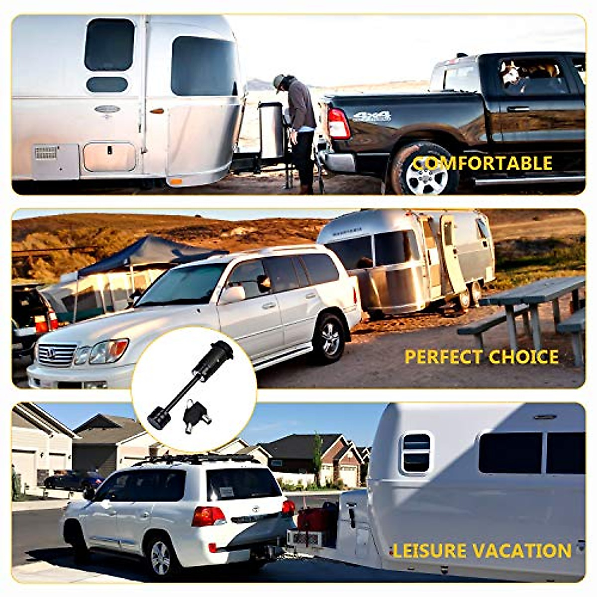 Trailer Hitch Coupler Locking Pin 1/4 Inch Diameter 2-1/2 Inch Long for Truck Car and Boat Fits Class III IV Hitches Cenipar Towing Locks