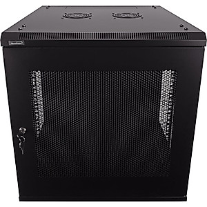 NavePoint 12U Server Rack Enclosure - 23.6” Deep, 12U Wall Mount Network Cabinet with Locking Perforated Door, 19” IT Equipment Compatible, 12U Network Rack, Removable Side Panels, Black