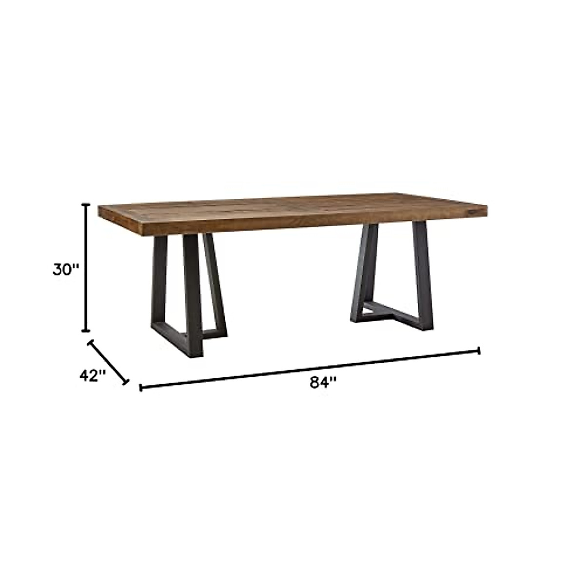 Alpine Furniture Prairie Dining Table, 84" W x 42" D x 30" H, Reclaimed Natural and Black Finish