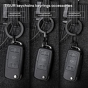 TISUR Titanium Carabiner Keychain Clip,D Key Rings for Keychains,Quick Release Keychain ,Key Chain Clip for Men Women (Black)