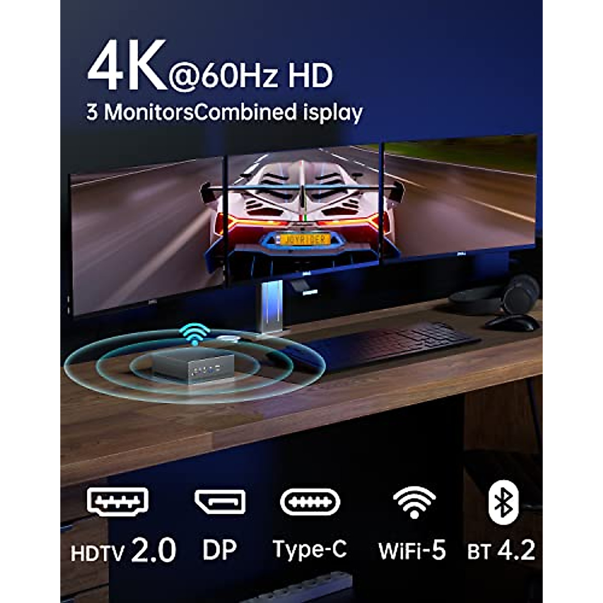 SkyBarium Mini PC AMD Ryzen 7 3750H (2.3Ghz up to 4.0GHz), Mini Computers with Windows 11, Small PC Support WiFi 5/BT 4.2/4K@60Hz Triple Display Output for Home/Business/Game.