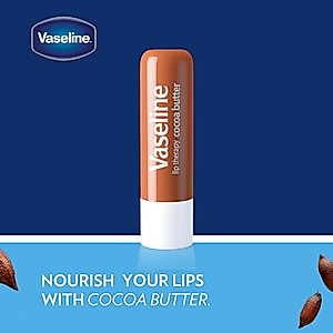 Vaseline Lip Therapy Cocoa Butter, Fast-Acting Nourishment, Ideal for Chapped, Dry, or Cracked Lips, Lip Balm Stick, 0.16 Oz (Pack of 4)
