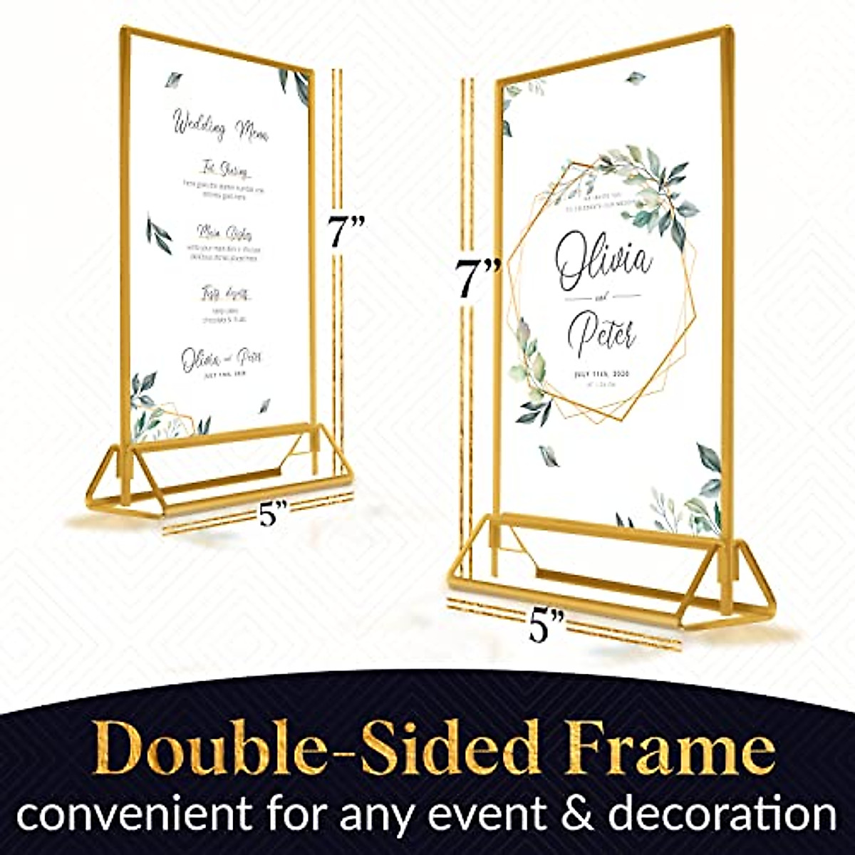 SUPER STAR QUALITY Clear Acrylic 2 Sided Frames with Gold Borders and Vertical Stand (Pack of 12)) | Ideal for Wedding Table Number Holder, Double Sided Sign, Clear Photos, Menu Holders