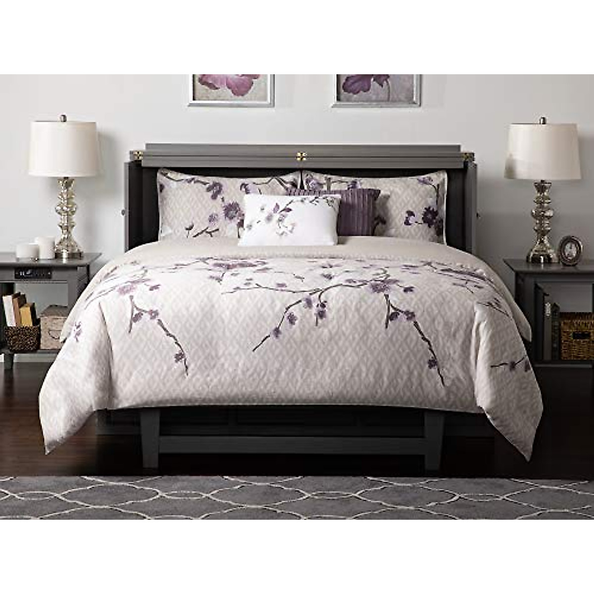 AFI Deerfield Murphy Bed Chest with Charging Station, Queen, Grey