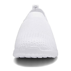 LANCROP Women's Walking Nurse Shoes - Mesh Slip on Comfortable Sneakers 8 US, Label 38.5 All White