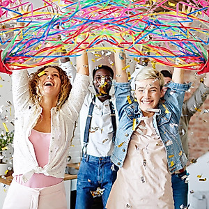 20 Pcs Throw Streamers Colorful Hand Held Streamer No Mess Confetti with Yarn Bag Crackers Party Wedding Engagement Graduation Party Favors Shows Supplies（Random Color）(20)