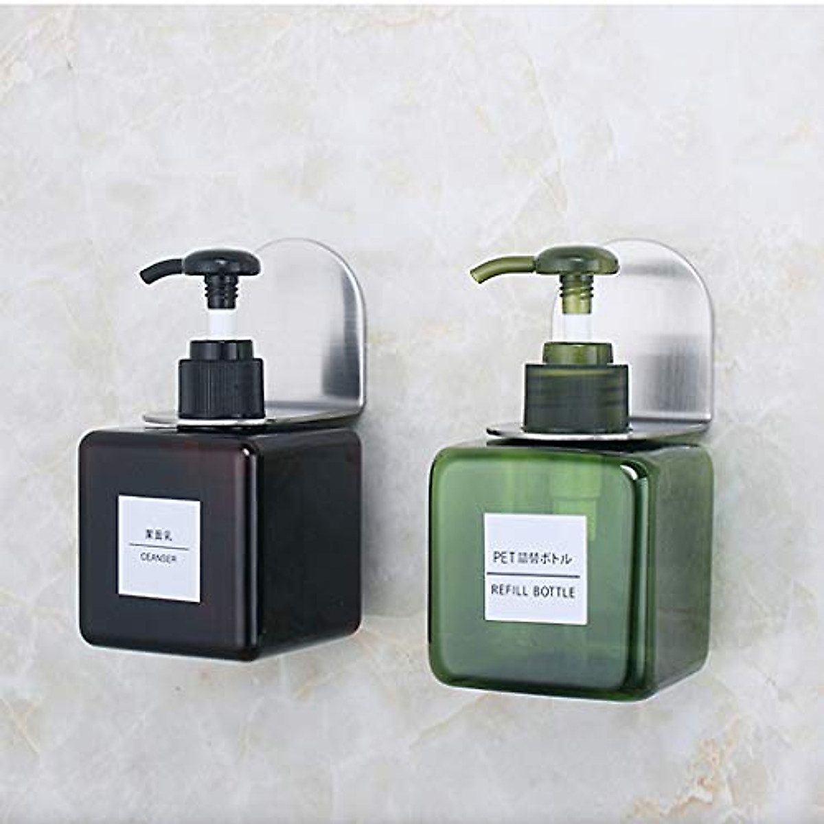 Stainless Steel Wall Mount Soap Shower Gel Dispenser Bottle Holder Hook Hanging Kitchen Shelf Organizer Rack