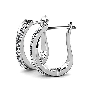 Cate & Chloe Amaya 18k White Gold Plated Hoop Earrings For Women | Twisted Silver Hoops Earring Set With Round Cut Cubic Zirconia Simulated Diamond Crystals | Silver Hoop Earrings For Women