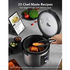 GoveeLife Smart Rice Cooker, 6-in-1 Multi-Cooker, Slow Cooker, Yogurt Maker, Saute Pan, Steamer, Food Warmer, 1000W, 10-Cup Uncooked 5.2 Quart, Includes App with 33 Recipes