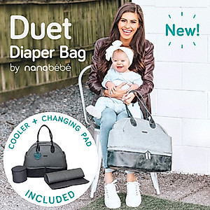 Nanobebe Bebe Diaper Bag Backpack, Travel Diaper Bag with Baby Changing Mat and Stroller Straps, Maternity Back Pack for Multi-Function Baby Care, Large Capacity, Waterproof, Unisex (Stylish Grey)
