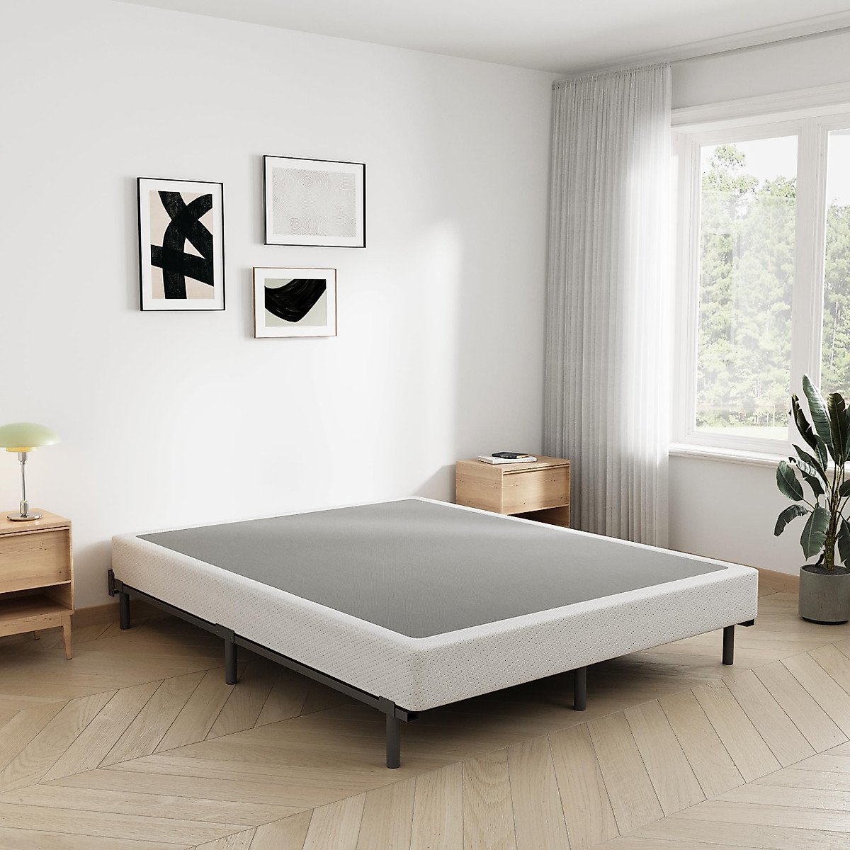 Bedsnus Queen Size Box Spring and Cover Set, 5 Inch Low Profile Metal BoxSpring, Heavy Duty Structure Mattress Foundation, Noise Free, Non-Slip, Easy Assembly