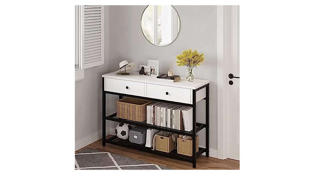 NOIFUM 40 Inch Console Table with 2 Drawers