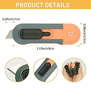 3pcs Utility Knife Box Cutter Mini Box Cutters Sharp Box Cutter Retractable for Office and Home Use（black、greener、orange）