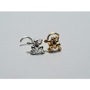 18, 20 Gauge sterling silver Frog Earring, nose stud/Jewelry Nose Stud, Silver Nose ring, Nose Piercing, Body Jewelry (18 gauge/silver L bend)