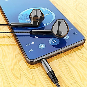 Dixvuk Earbuds Wired with Microphone Pack of 2, in-Ear Headphone Stereo Sound Noise Isolating, Earphone Fits 3.5mm Interface for iPad, Mp3/Mp4, Apple iPhone, Android Smartphones, Black(Black)