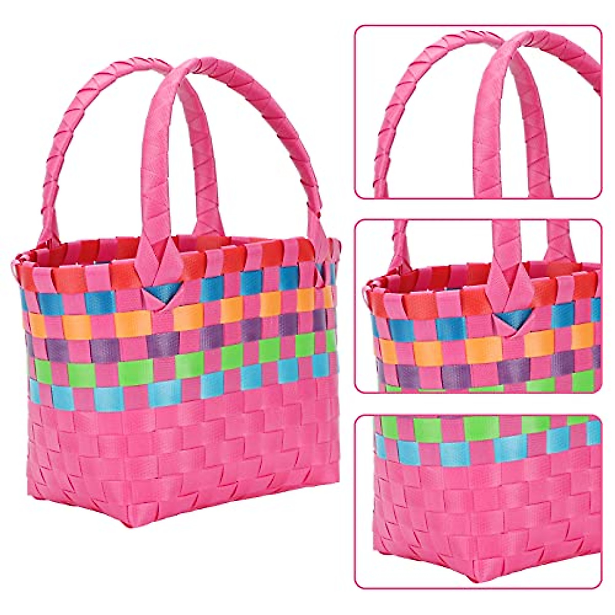 Cabilock Wicker Storage Basket Hand Woven Storage plastic shopping bag plastic baskets containers women beach bag Basket Beach Woven Baskets