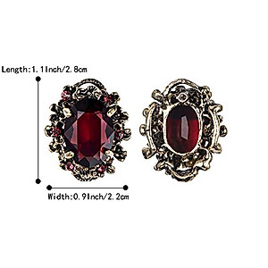 BriLove Victorian Style Stud Earrings for Women Crystal Floral Scroll Cameo Inspired Oval Earrings Amethyst Color Antique-Gold-Tone