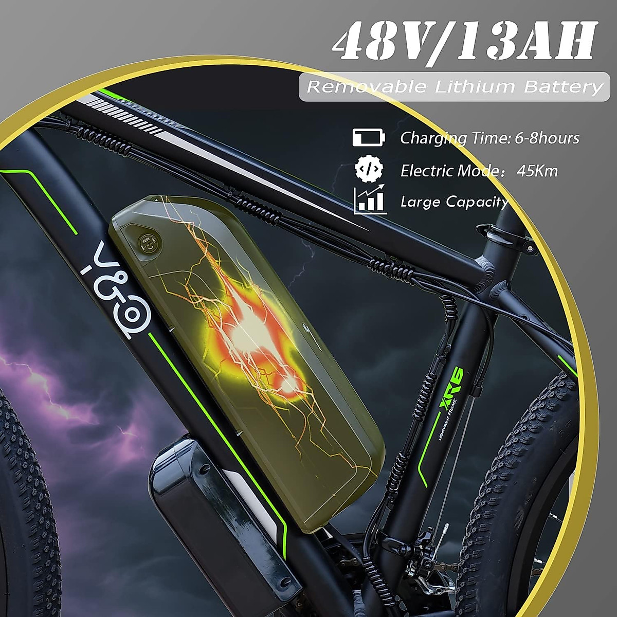 Y&Q Electric Bike for Adults, 750W Ebike, 27.5'' Electric Mountain Bike, 32MPH 48V 13AH Battery Electric Bicycle, LCD Display, Shimano 7, Phone Mount with USB Port for Mountain Beach Snow Commute